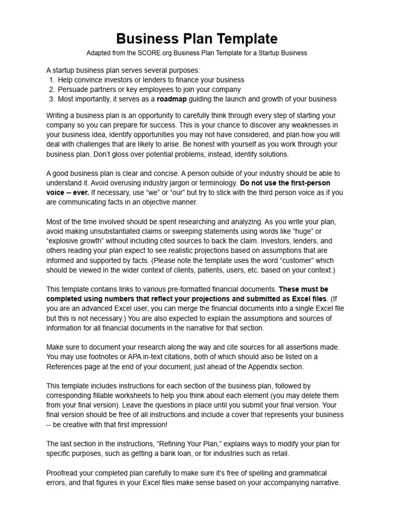 Startup Business Plan Template Guide | PDF | Income Statement | Business