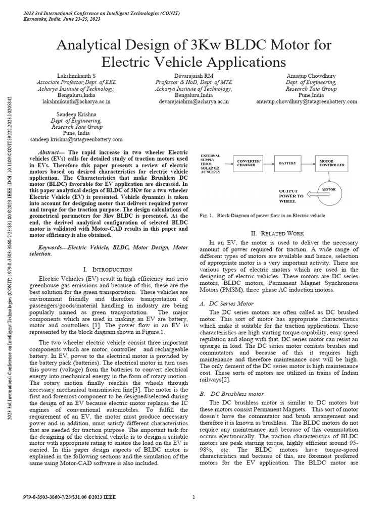 3kW BLDC Motor Design for EVs | PDF | Electric Motor | Electrical Equipment
