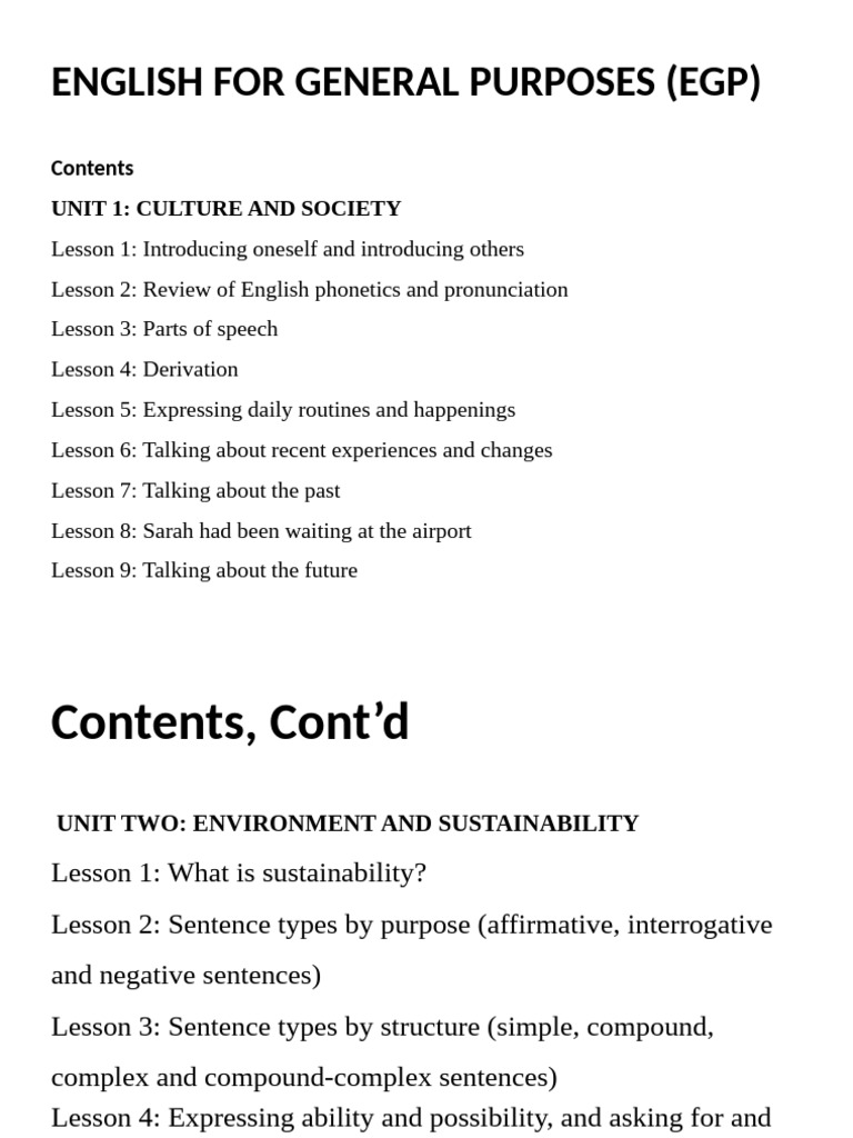 ENGLISH FOR GENERAL PURPOSES (EGP) General Nursing Gako | PDF | Pronoun | Adjective