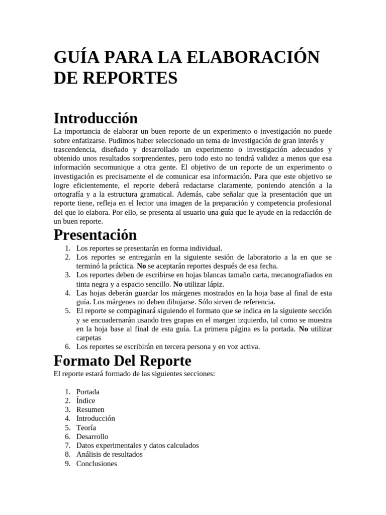 Guía para Elaborar Reportes Efectivos | PDF | Teoría | Experimentar