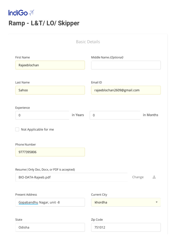 Apply For Ramp - L&T - LO - Skipper at IndiGo | PDF | Government And ...
