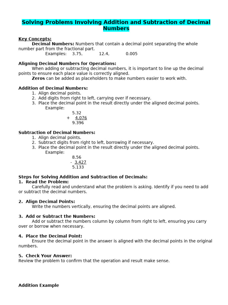 Solving-Problems-Involving-Addition-and-Subtraction-of-Decimal-Numbers ...