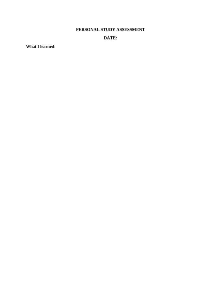 Personal Study Assessment Template | PDF