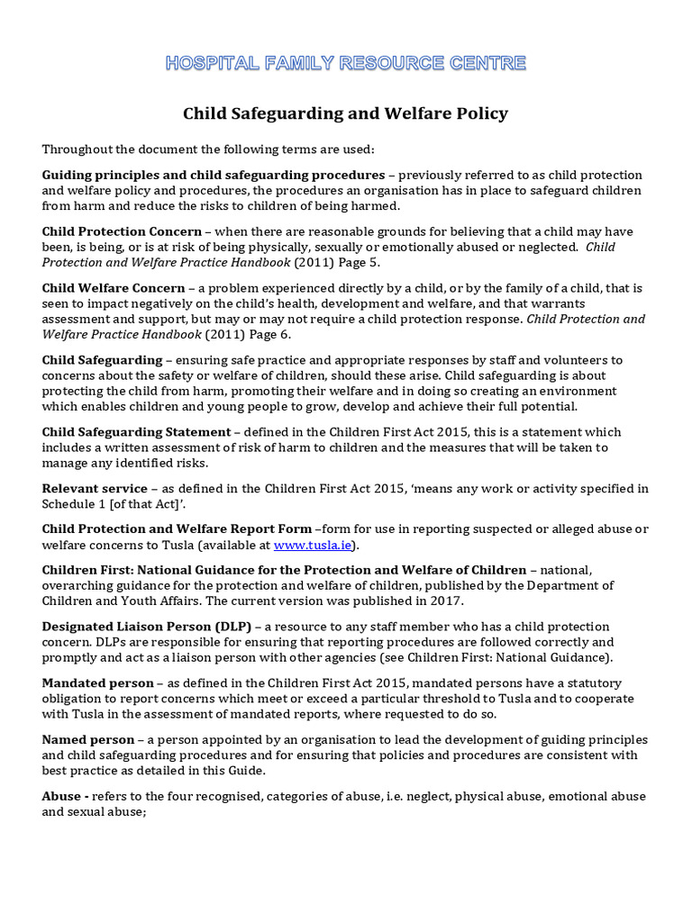 Child Safeguarding Policy HFRC 2020 | PDF | Child Protection | Child Abuse