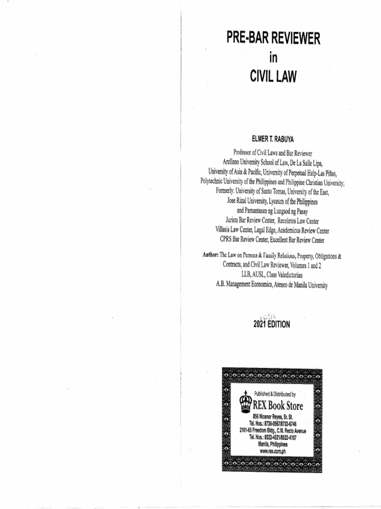 Pre Bar Reviewer Civil Law 2021 - RABUYA | PDF