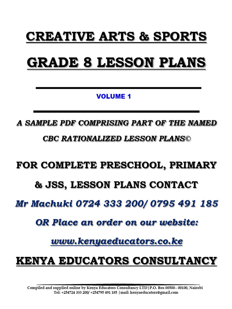 Cas Grade 8 Lesson Plans Sample | PDF | The Arts | Learning