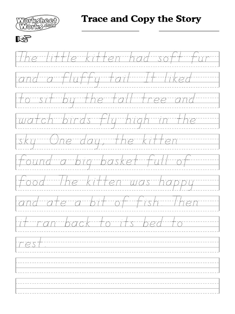 Story Tracing and Copying Worksheet | PDF