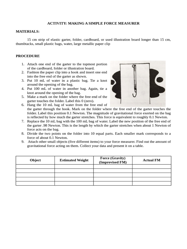 force measurer activity | PDF