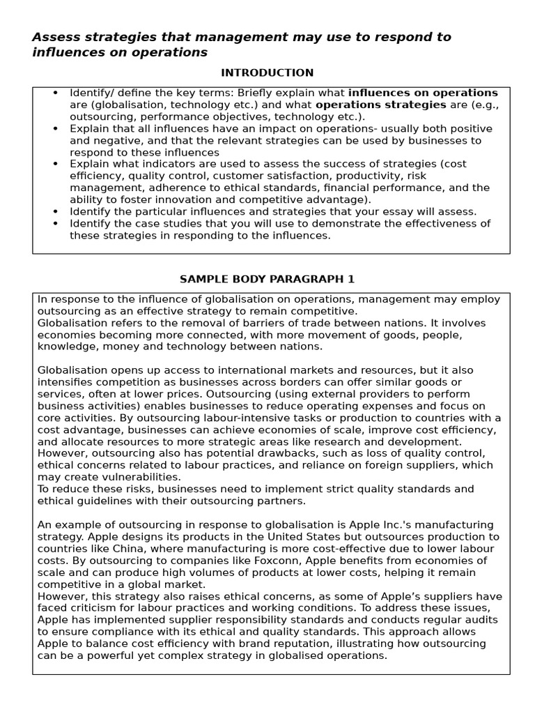 Sample Paragraphs 2013 Question | PDF | Outsourcing | Globalization