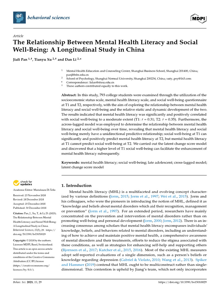 The Relationship Between Mental Health Literacy An | PDF | Well Being ...