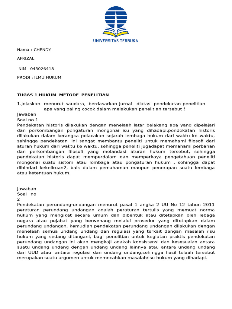 CHENDY AFRIZAL Tgs METODE PENELITIAN | PDF