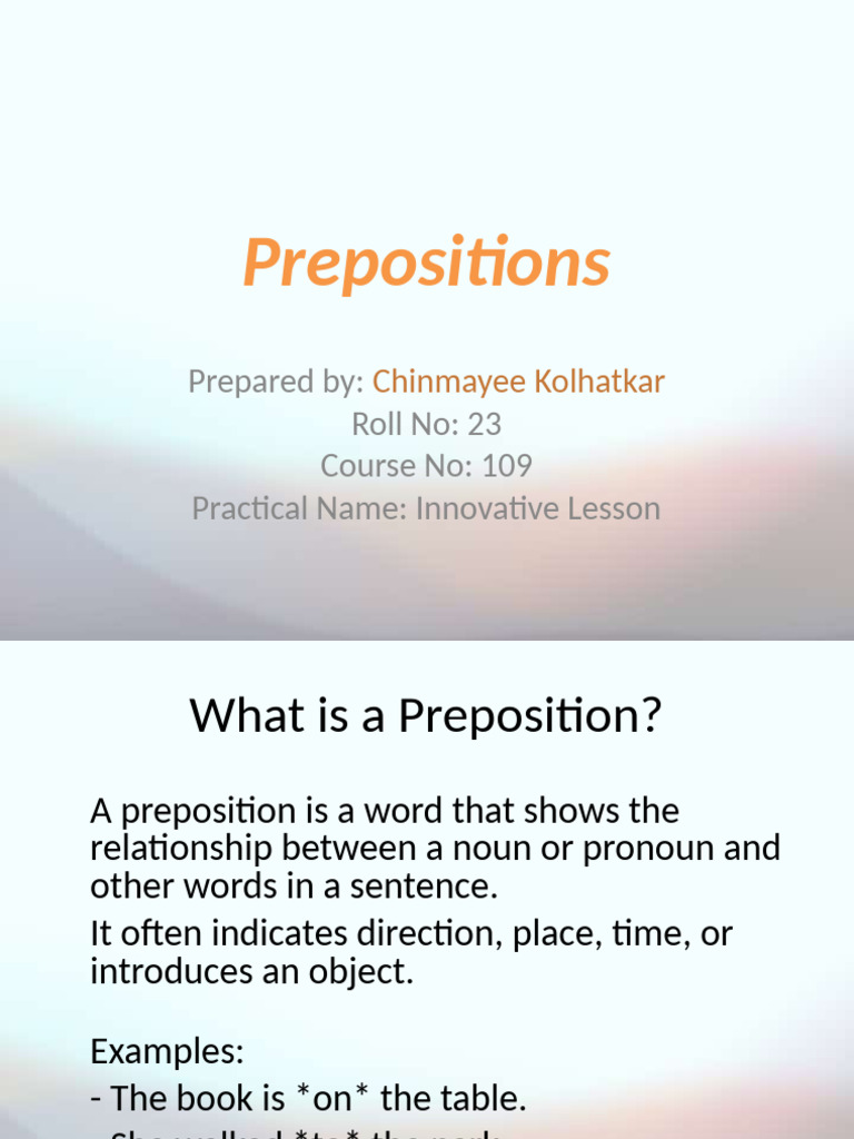 Understanding Prepositions Colored | PDF