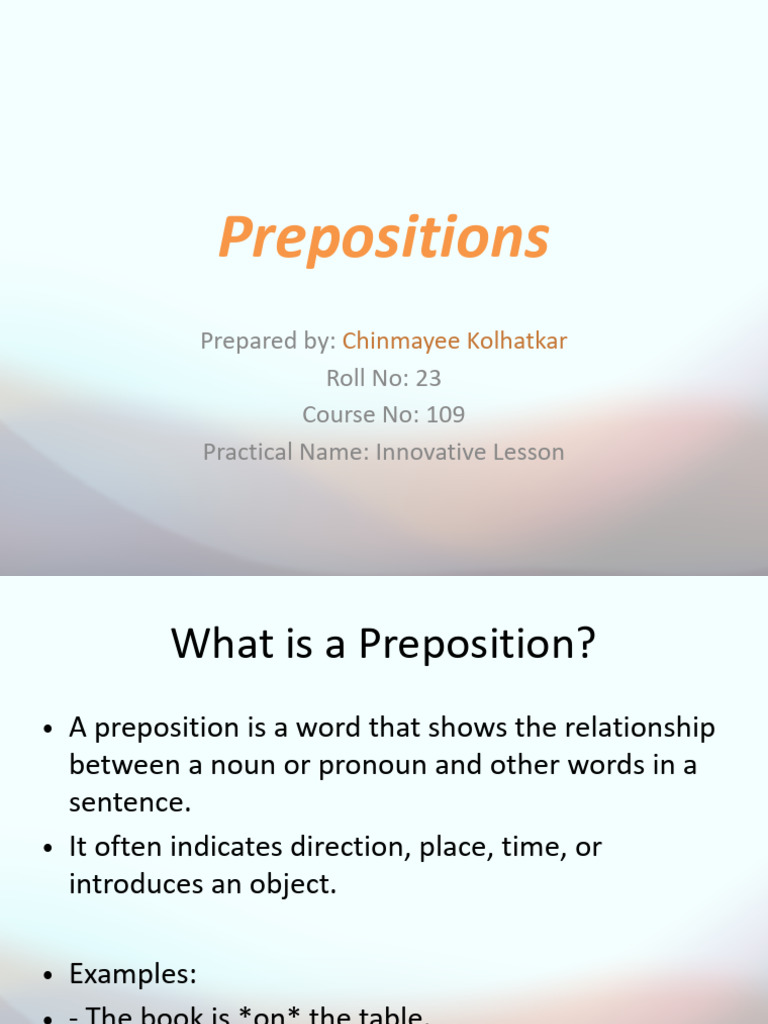 Understanding Prepositions Colored | PDF
