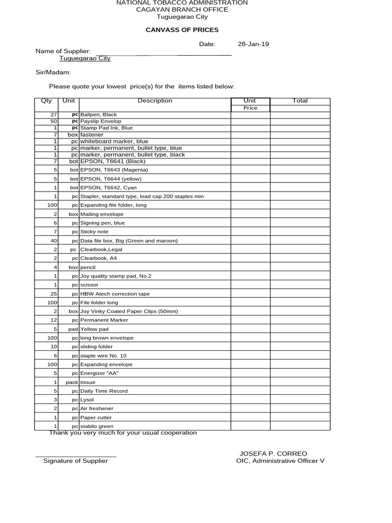 Canvass Form Freebies NWC | PDF | Stationery