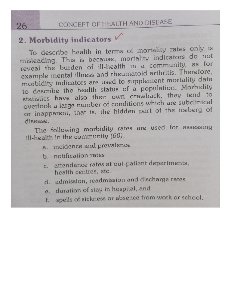 Morbidity Indicators | PDF
