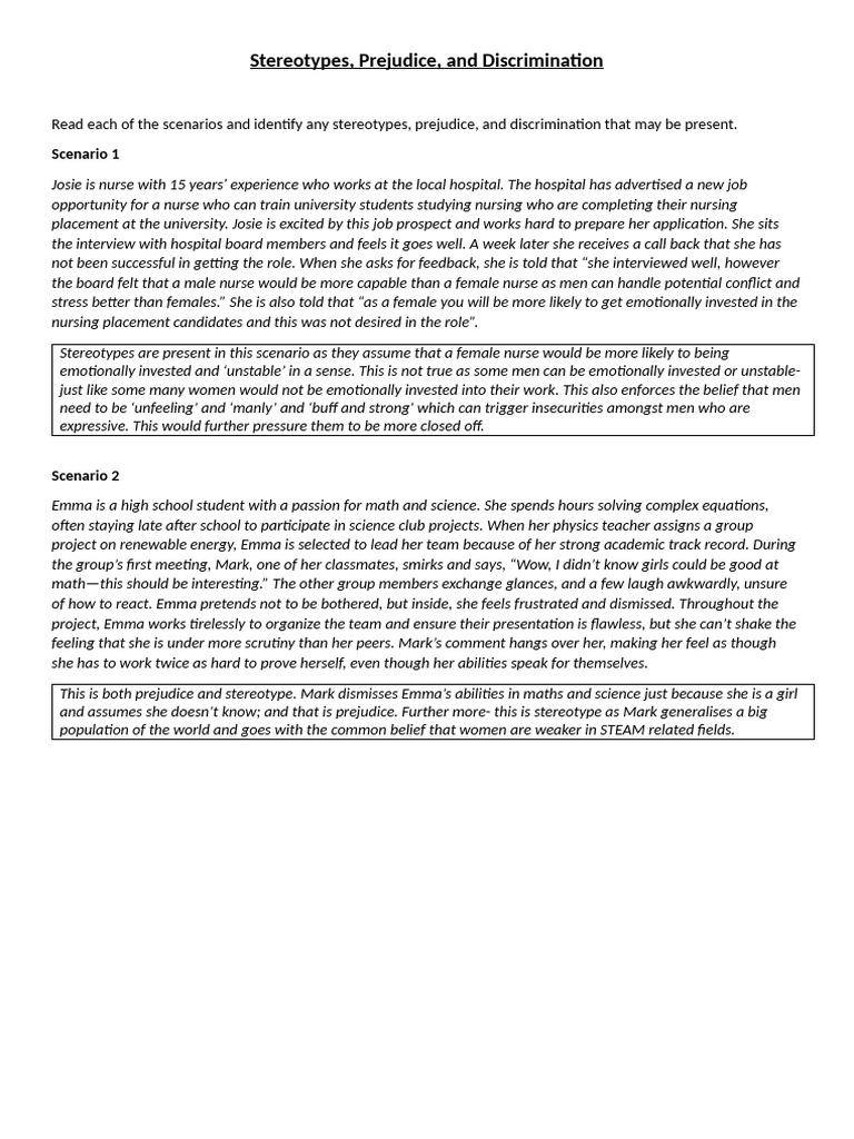 Lesson 1 - Stereotypes, Prejudice and Discrimination 29.01.2025 | PDF ...