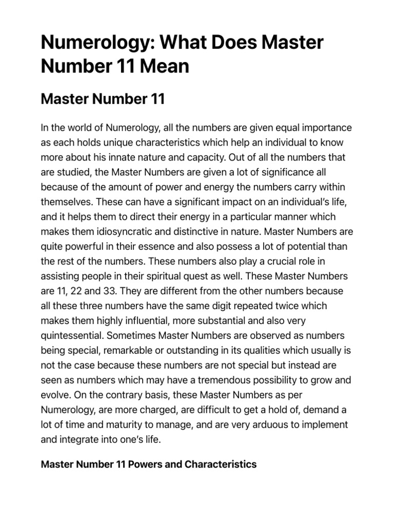 Understanding Master Number 11 | PDF | Behavioural Sciences | Psychology