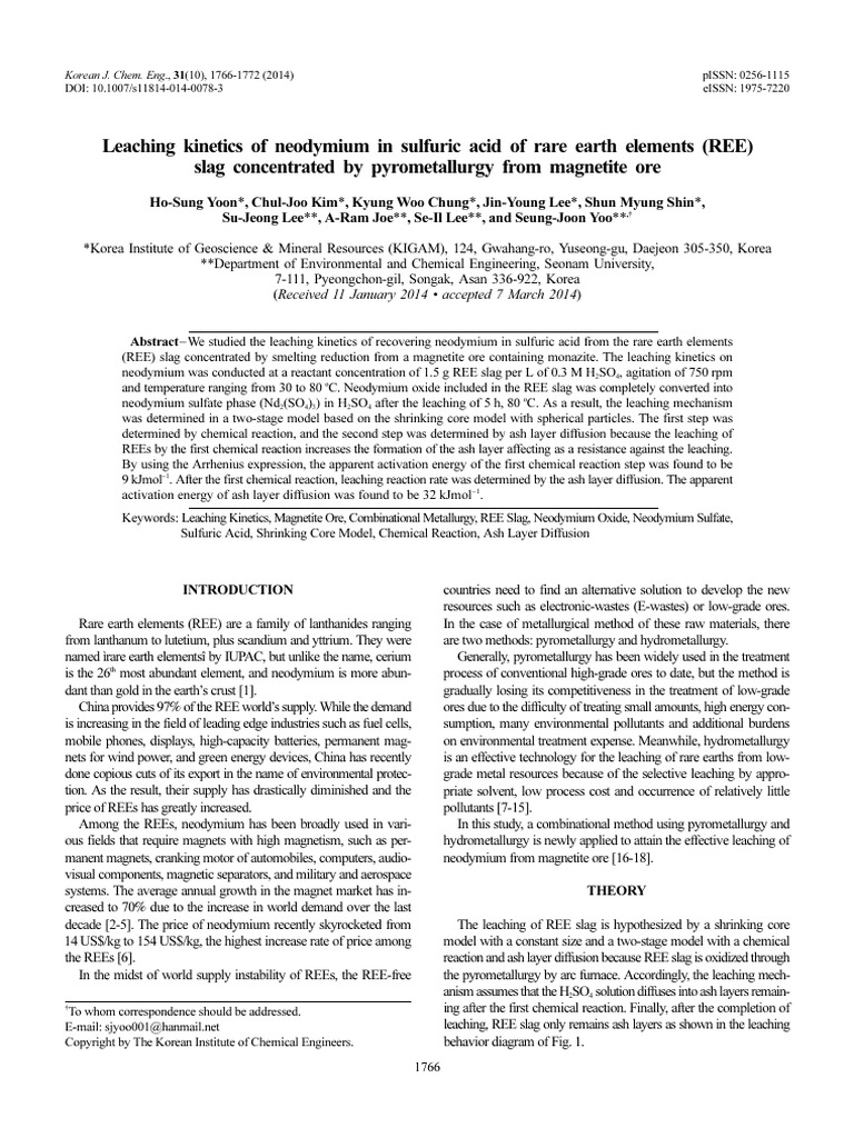 Emerging Technologies For The Recovery of Rare Earth Elements (REEs ...