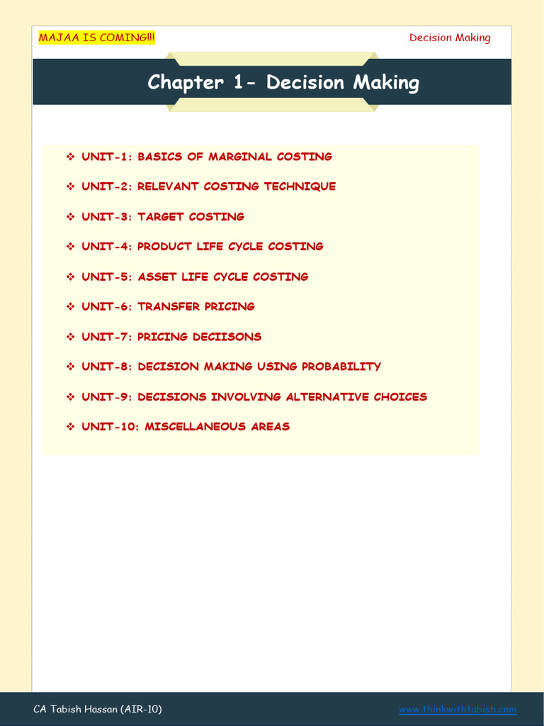 Decision Making Concept Notes-Part 1 | PDF | Market (Economics) | Economies