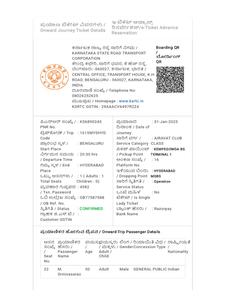 Karnataka State Road Transport Corporation - KSRTC | PDF