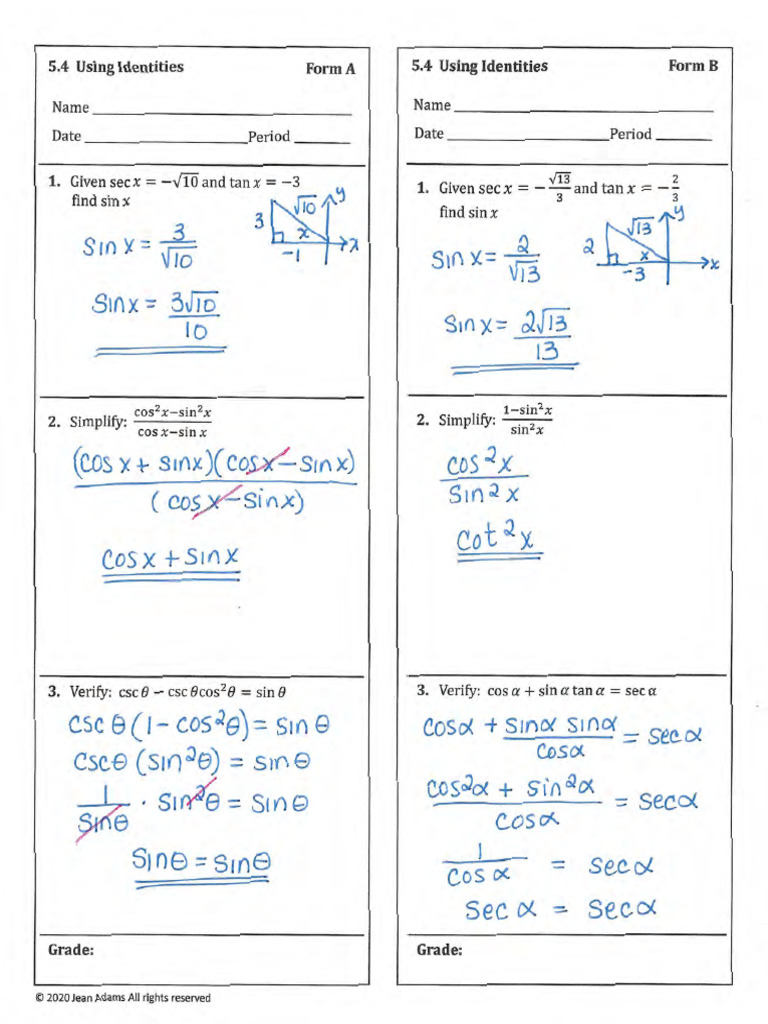 5.4A Daily Quiz Key | PDF