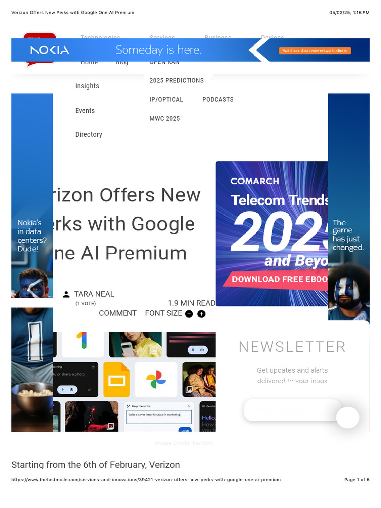Verizon Offers New Perks with Google One AI Premium | PDF | World Wide ...