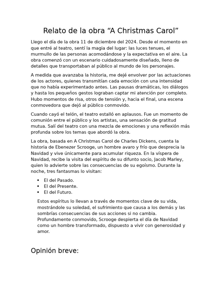 Reflexiones sobre "A Christmas Carol" | PDF