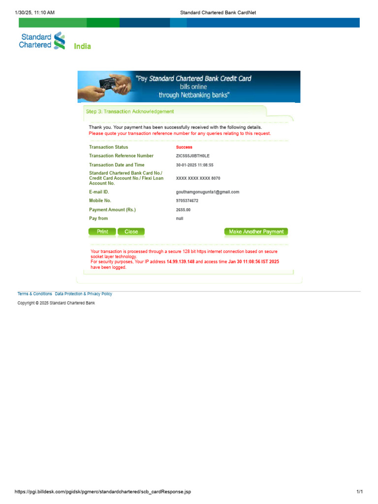 Standard Chartered Bank CardNet payment | PDF