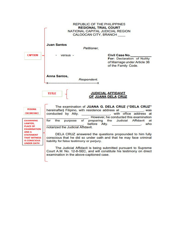 Judicial Affidavit - Sample | PDF