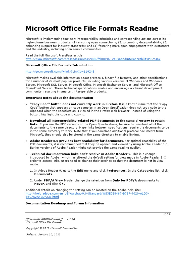 Microsoft Office File Formats Readme | PDF | Portable Document Format ...