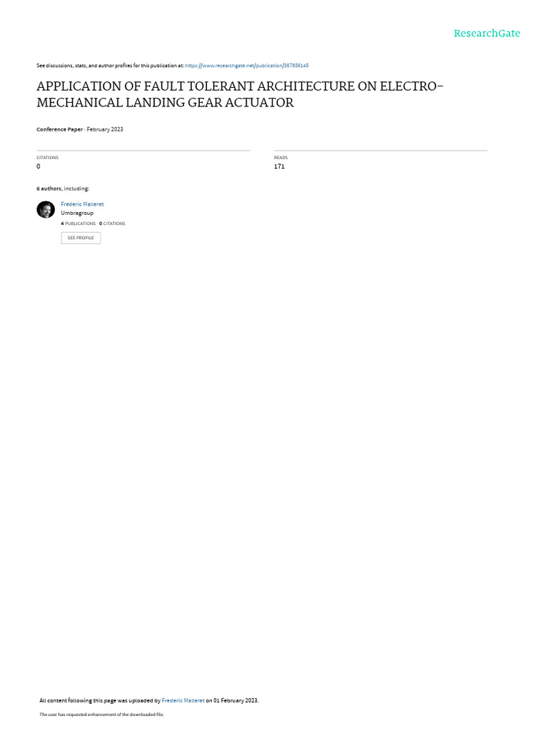 Application of Fault Tolerant Architecture On Electro-Mechanical Landing Gear Actuator | PDF ...