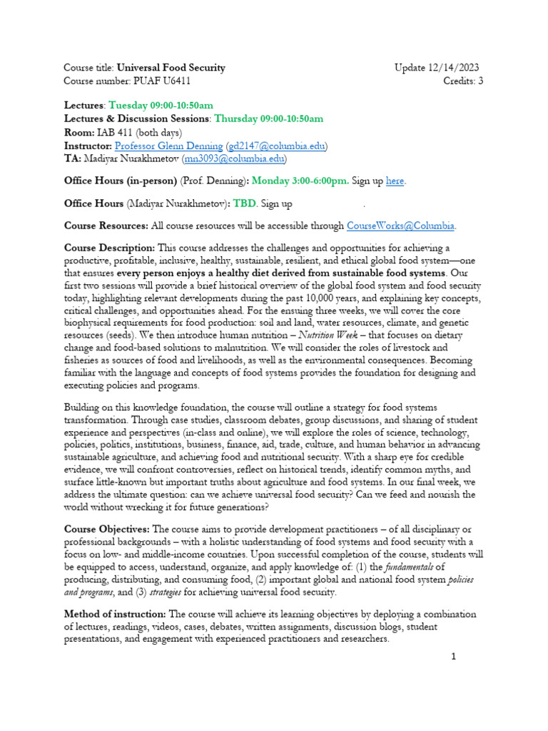 Food Security Course for Practitioners | PDF | Food Security ...