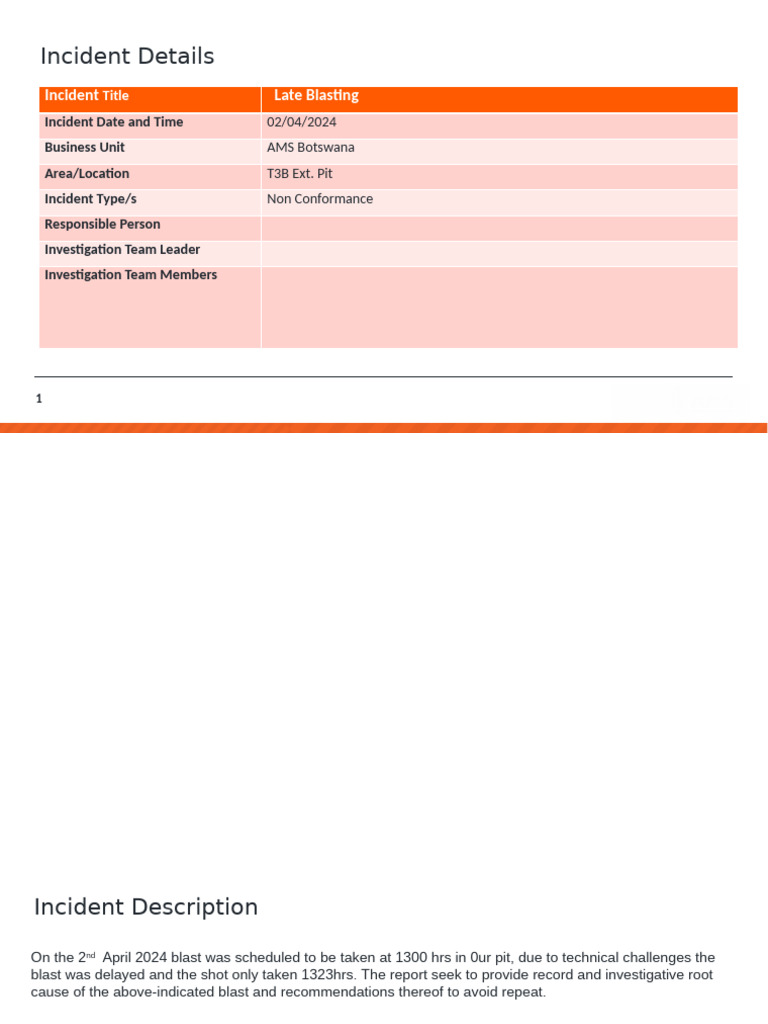 Late Blasting Investigation Report | PDF