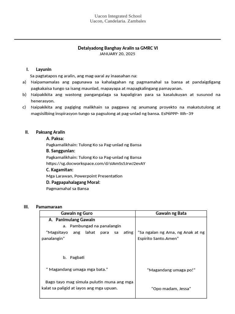 DLP in GMRC WEEK 6 DAY 1 | PDF
