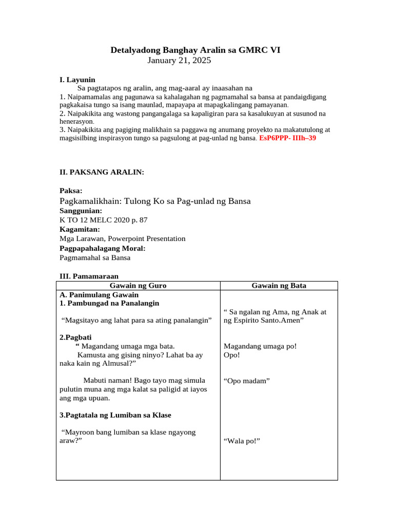 DLP in GMRC WEEK 6 DAY 2 | PDF