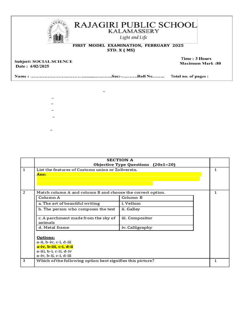Comprehensive Exam Format Overview | PDF