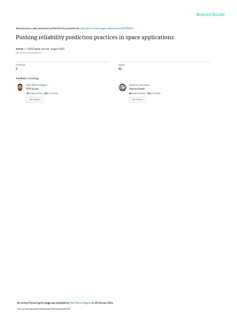 Space Reliability Prediction Practices | PDF | Reliability Engineering
