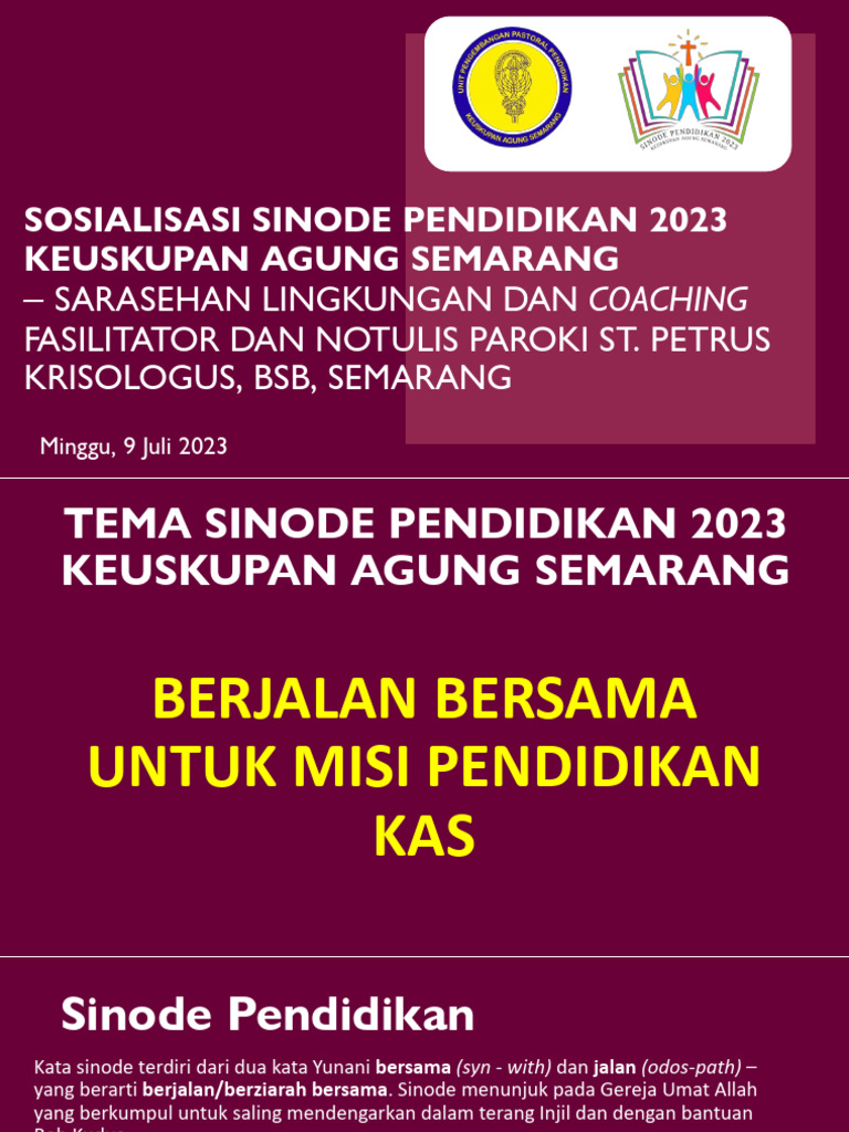 5. Sosialisasi Sarasehan Lingkungan dan Coaching Fasilitator & Notulis St. Petrus Krisologus BSB ...