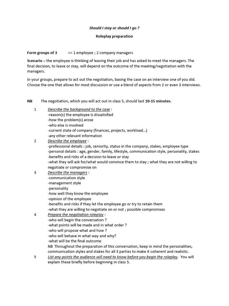 Roleplay - Preparation Worksheet | PDF