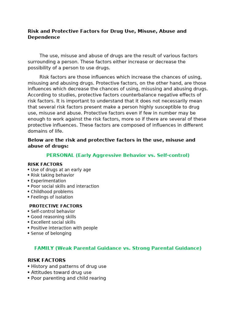 Risk and Protective Factors for Drug Use | PDF | Substance Abuse ...