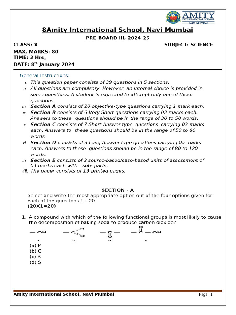 Preboard-3 Science 2024-25 | PDF | Telescope | Optics