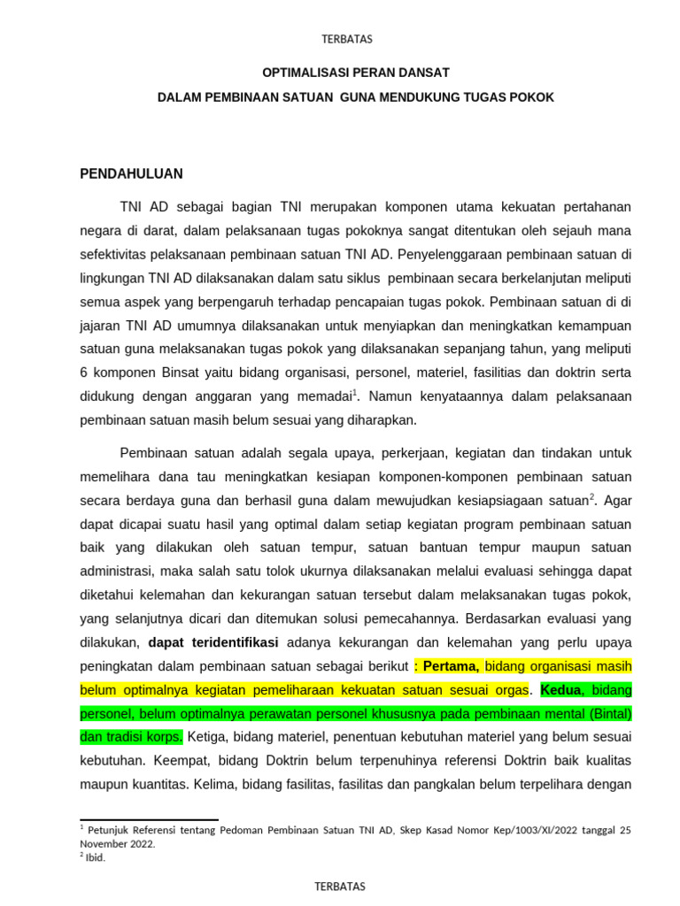 Optimalisasi Peran Dansat TNI AD | PDF