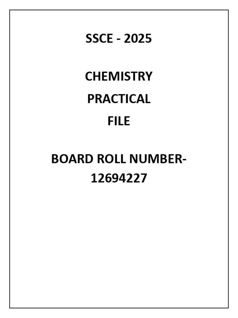 SSCE 2025 Chemistry Practical File | PDF