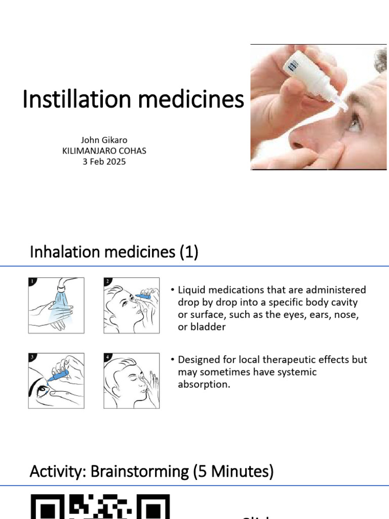 Types of Instillation Medicines Explained | PDF | Drugs | Clinical Medicine