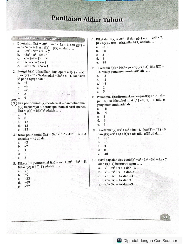 Kumpulan Soal Polinomial | PDF