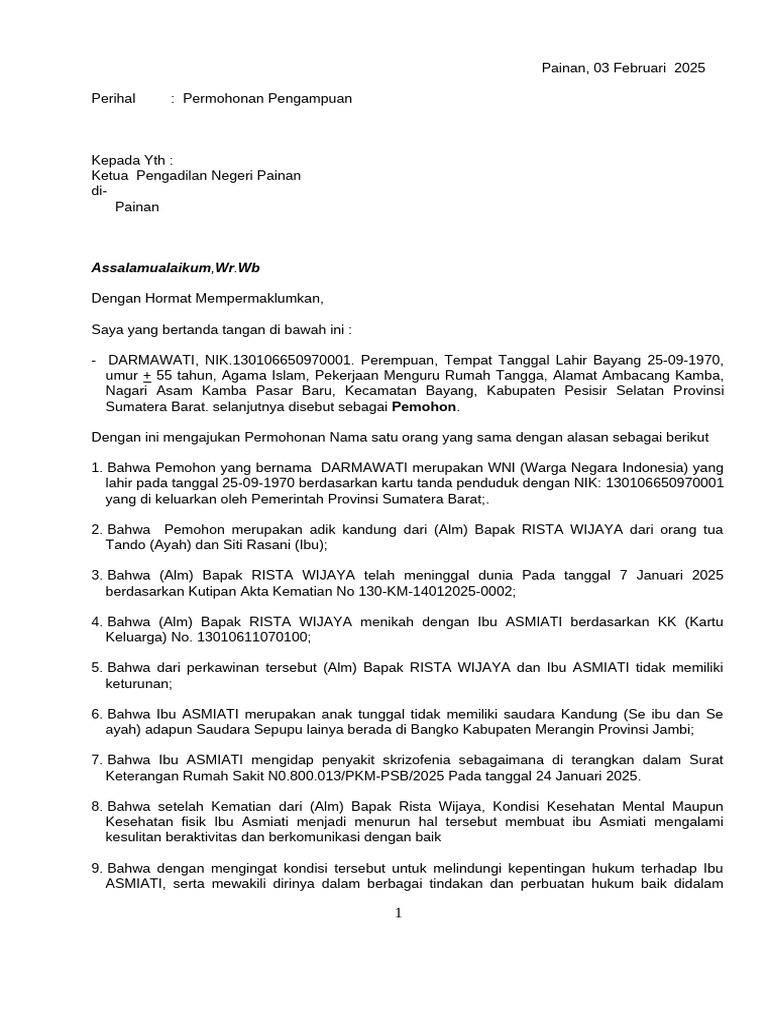 Permohonan Pengampuan Asmiati | PDF