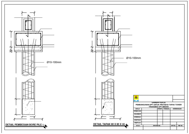 Detail Pembesian Bore Pile | PDF