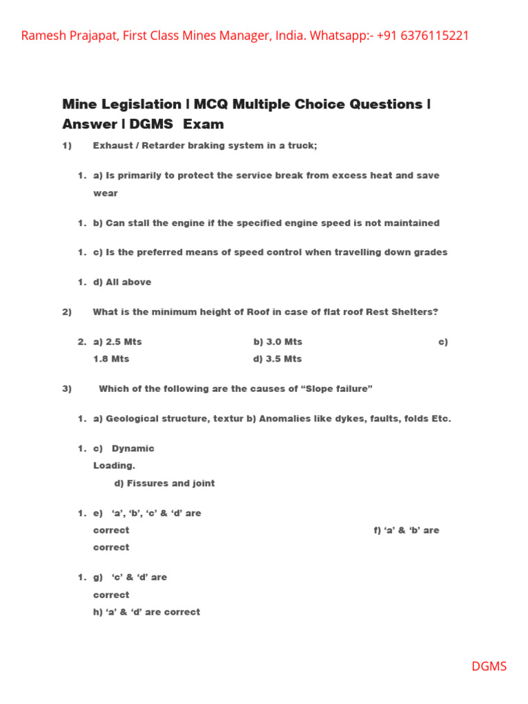 Mining MCQ | PDF | Mining