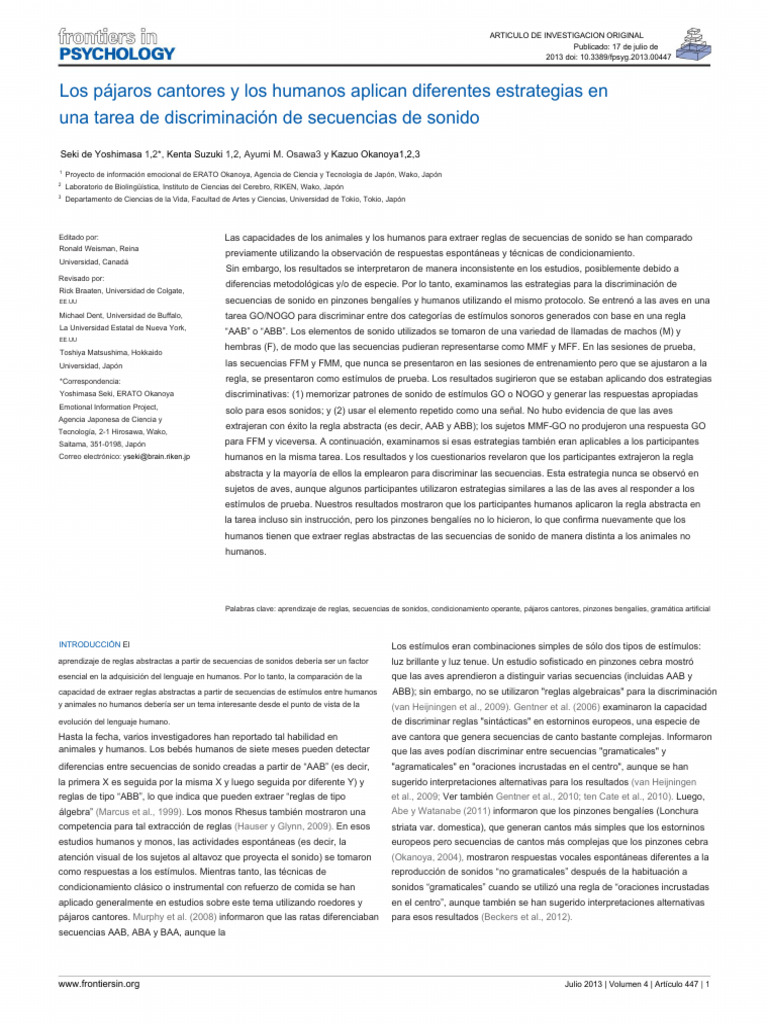 Aves Humanos Reglas Sonidos 1 TR | PDF | Aves | Biología