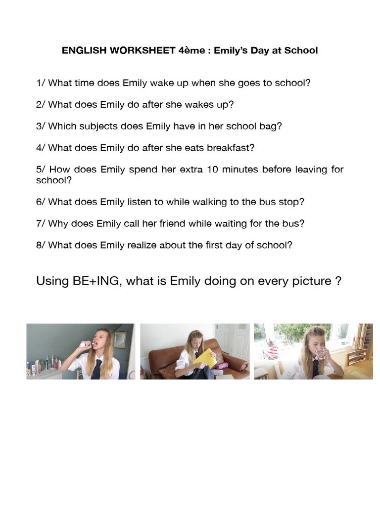 Emily's Daily Routine | PDF